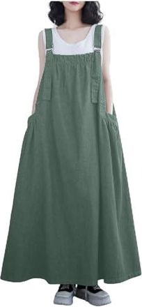 Generic 2026 Robe amincissante grande taille pour femme Printemps et &eacute;t&eacute; Jupe longue ample slim denim large Swing Dress, Vert, XXL