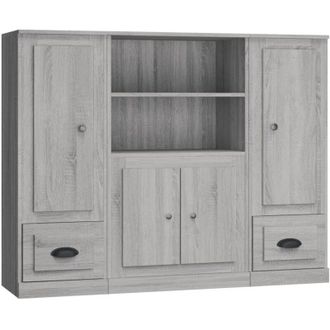 vidaXL Highboards 3 Stk. Grau Sonoma Holzwerkstoff Vidaxl