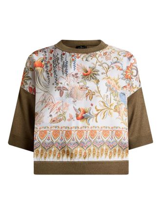 Etro haut en maille &agrave; fleurs - Marron