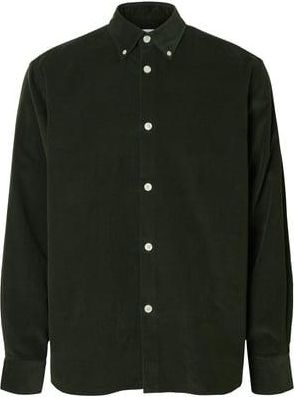 Selected Baumwollhemd mit amerikanischem Kragen in Grün