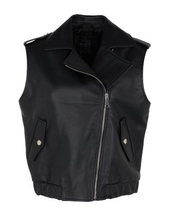 8 by YOOX LEATHER SLEEVELESS BIKER GILET