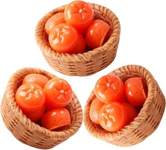 BESTONZON 3 Sätze Puppenhausfrucht Mini-Obstkorb Mini-Simulationsfrucht Küchenspielzeug aus künstlichem Essen Obstladen Dekoration Tischdekoration künstliches O