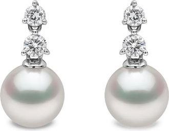 Yoko London boucles doreilles en or blanc 18ct &agrave; perles Akoya et diamants - Argent