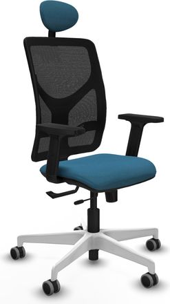 Piqueras y Crespo B&uuml;rostuhl mit 2D-Armen, h&ouml;henverstellbare Lendenwirbelst&uuml;tze und festes Kopfteil, ausgestattet mit Syncro/Traslack und Schneideschaum, Schwarz/Petrolg