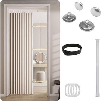 Generic Rideau Porte Accordeon, Rideaux Occultants Isolant Thermique Anti Froid avec Boucle Magn&eacute;tique en Lin &eacute;pais, Id&eacute;al pour S&eacute;parer Une Pi&egrave;ce et Prot&eacute;ger 