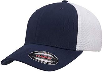 Flexfit Ultrafibre Airmesh Fitted Cap Chapeau, Bleu Marine/Blanc, L/XL Mixte