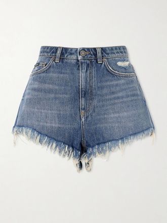 Dolce & Gabbana Frayed Denim Shorts - Blue