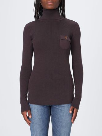 Elisabetta Franchi Pull &agrave; col roul&eacute; coupe slim en m&eacute;lange de soie &agrave; manches longues