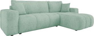 Mirjan24 Ecksofa mit Bettkasten Furyn Boucle, Eckcouch Couch mit Schlaffunktion, Wohnlandschaft, Bettfunktion, Design L-Form Sofa, Seite Universal (Coral 55)