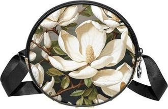 Generic Circle Sac &agrave; bandouli&egrave;re pour femme, petit sac &agrave; bandouli&egrave;re blanc avec fermeture &eacute;clair, bretelles r&eacute;glables, sac &agrave; main rond d&eacute;contract&eacute; pour femmes