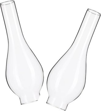 Cabilock 2 Stück Glaslampenschirm Ø Ersatzglas für Petroleumlampe Winddichtes Kerosinlampen-Glas Klarer Lampenschirm für Vintage Öllampen Robust und Passgenau