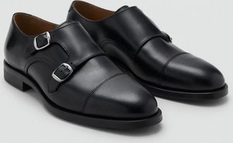 Mango Chaussures cuir double boucle noir - Homme - 39 - MANGO MAN