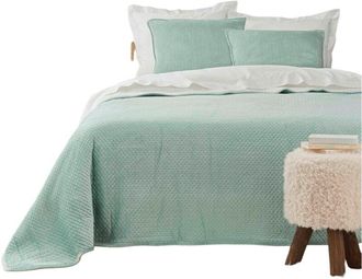 Douceur d'Intérieur Douceur Dintérieur - Couvre lit et taie velours et sherpa Mylene 220 x 240 cm sauge