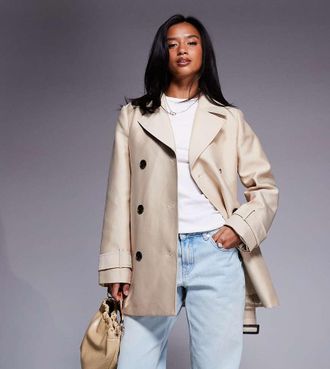 Forever New Trench-coat court avec ceinture - Beige-Blanc