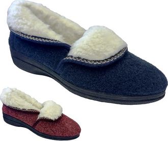 Generico Patrizia Azzi AZ39 Chaussons dhiver pour femme en laine cuite, semelle antidérapante, doublure en tissu lourd, fabriqué en Italie, bleu, 39 EU