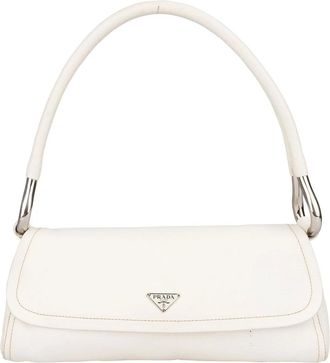Prada Crossbody Bags - Prada White Premium Leather Triangle Shoulder Bag - Gr. unisize - in Weiß - für Damen