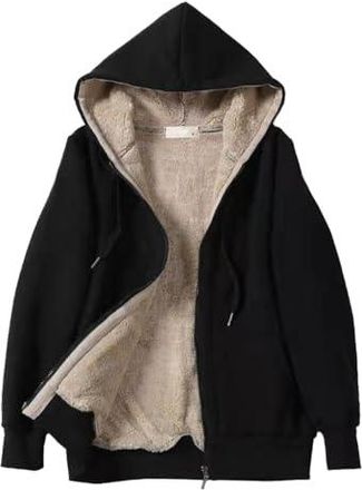 Generic Manteau Composite en Peluche à Capuche avec Fermeture éclair Manches Longues pour Femmes, avec Cordon de Serrage, Pull en Peluche, Sweat-Shirt Jupes C