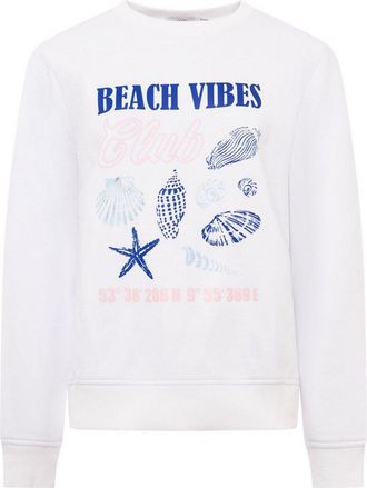 Zwillingsherz Hoodie Beach Vibes Club Rundhals, Muschel Print, Maritimer Look