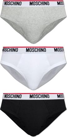 Moschino Homme, Sous-v&ecirc;tements, Gris, Taille: M Lot de trois slips en coton