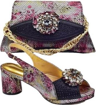 Generic Ensemble chaussures et sac assortis pour femme avec escarpins à talon bas dans un style italien élégant, Noir, 43.5 EU