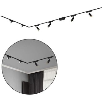 B.K.Licht Briloner Luxtrail Schienensystem, Komplettset, 4x led Spots, 2x led Tracklight, Schwenkbar, Warmwei&szlig;, Schwarz, 3m