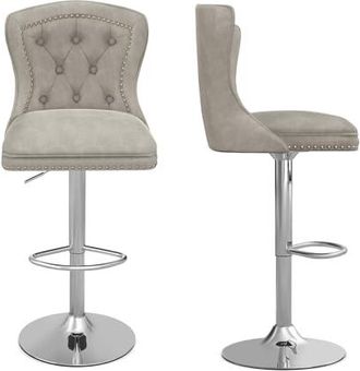 Giantex Tabourets de Bar avec Dossier Lot de 2, Chaises de Bar Piovantes en Velour avec Repose-Pieds, Hauteur R&eacute;glable 67 &agrave; 87 CM, Tabouret Ergonomique pour C
