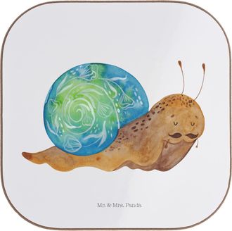 Mr. & Mrs. Panda Coaster Schnecke Sir - Geschenk, gl&auml;seruntersetzer, Design Untersetzer, Motivation, Weisheit, Tassen, Lebenszeit, f&uuml;r Gl&auml;ser, Lustige Spr&uuml;che, Schneck