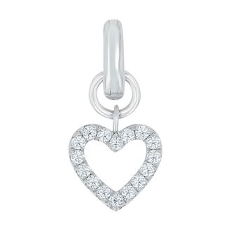 Amor Charm 925 Sterling Silber Damen Charms, mit Zirkonia synth., 1,8 cm, Wei&szlig;, Herz, Kommt in Schmuck Geschenk Box, 2038516