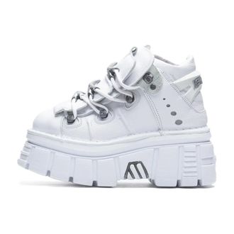 New Rock Wei&szlig;e Lederturmschuhe - - Shoes - Damen - Wei&szlig; - 36 EU