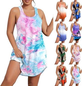 Generic Chemise de nuit pour femme - En coton - Longue - Sans manches - Pour femme - Grande taille - Amusante - Longueur genou - Sous-robe a&eacute;r&eacute;e - &Eacute;l&eacute;gante - 