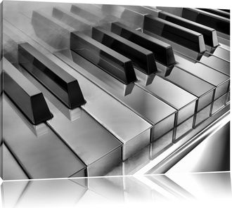 Pixxprint Piano Klaviertasten, Größe: 100x70cm, Leinwandbild, fertig gespannt, Wandbild, Dekoration, Kunstdruck, kein Poster