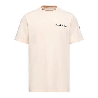 Moncler T-Shirt aus Baumwolle mit Sticklogo - - Tops - Herren - Beige - M