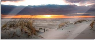 Pixxprint Glasbild Panorama, Wandbild aus Echtglas, Sanddüne an der Nordsee, 120x50 cm, inkl. Aufhängung und Abstandshalter