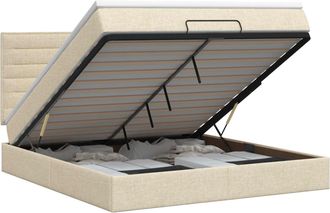 vidaXL Letto Ottomano Con Materasso Crema 160 X 200 Cm Tessuto Vidaxl