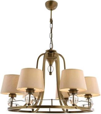 Opviq Elegant Vintage Chandelier, Metal Body & Glass Cap, 85 cm Height, 65 cm Diameter, 6 x E27 Max 40W | Perfect for Modern & Traditional Spaces