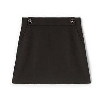 Motivi Femme, Jupes, Noir, Taille: 42 FR Mini-jupe en tissu cr&ecirc;pe avec boutons