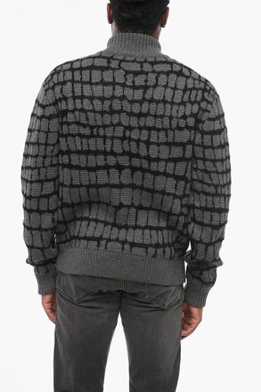 Versace Zip-up-Pullover aus Schurwollmix mit Krokodilmuster Versace