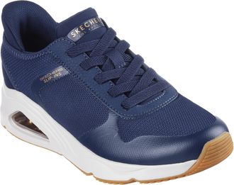 Skechers Damen Tres-Air UNO Easy Steppers Sneaker, Navy Mesh/Hot Melt, 37.5 EU