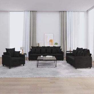 vidaXL Vidaxl - Ensemble de canap&eacute;s 3 pcs avec coussins Noir Velours