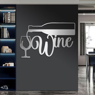 Generic Moderne minimalistische Wanddekoration aus Metall: Weingl&auml;ser, ideal f&uuml;r Wohnzimmer, Schlafzimmer oder B&uuml;ro (Silber, 30 x 19 Zoll / 76 x 48 cm)