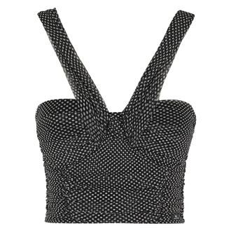 Elisabetta Franchi Femme, Tops, Noir, Taille: 40 FR Haut Court &Eacute;paules D&eacute;nud&eacute;es &agrave; Pois Noirs