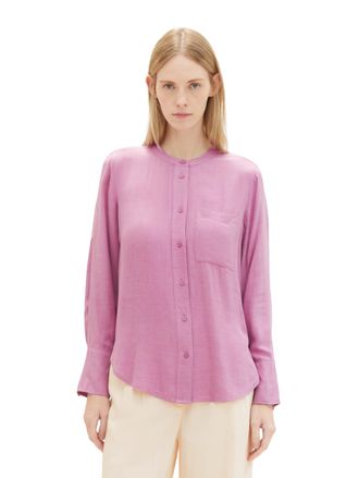 Tom Tailor Damen 1037888 Basic Bluse mit Brusttasche, 33963-mauvy Plum Melange, 38