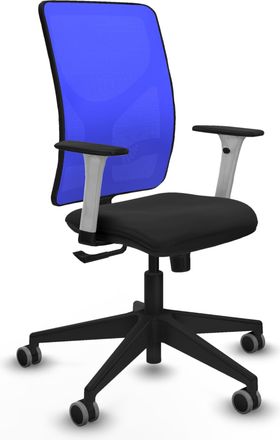 Piqueras y Crespo Schreibtischstuhl aus Kunstleder mit wei&szlig;en und schwarzen Armlehnen, h&ouml;henverstellbare Lendenwirbelst&uuml;tze, ausgestattet mit 3 Positionen und Schneidsc