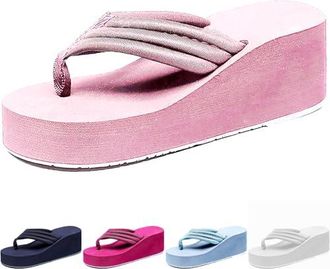 Generic Sandales de plage compensées pour femme - Tongs dété - Tongs à plateforme - Sandales à talon compensé - Antidérapantes - Sandales dété à talons hauts 