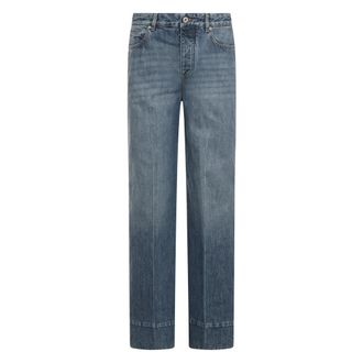 Bottega Veneta Wide-leg Jeans mit Kontrastn&auml;hten - - Jeans - Damen - Blau - S