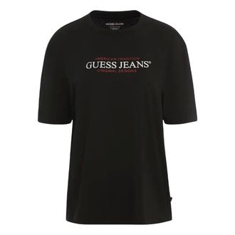 Guess Femme, Tops, Noir, Taille: 42 FR T-shirt Oversize American Tradition