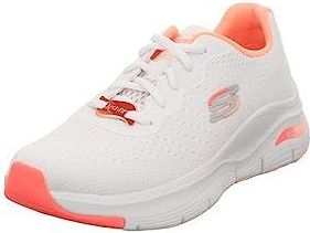 Skechers Baskets Arch Fit pour Femme, Bordure Rose en Maille Blanche, 38 EU