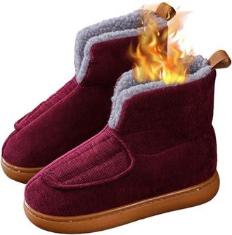 Generic Bottes de Neige Femme Hommes Hiver Chaude Peluche Fourr&eacute;s Chaussons Antid&eacute;rapant Pantoufles Bottines Chaussures &agrave; enfiler for Personnes &acirc;g&eacute;es Women Wi