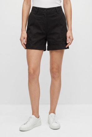 Boss Orange by Hugo Boss Shorts BOSS ORANGE Tanessa Premium Damenmode, Damen, Gr. 38, N-Gr, schwarz 001, Web, Obermaterial: 98% Baumwolle, 2% Elasthan, unifarben, gerade kurz,
