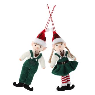 Valiclud 2 Stück Weihnachts-Elfen Deko aus Plüsch Niedliche Hängende Figuren für Weihnachtsbaum Leichte Sammelornamente Vielseitige Weihnachtsdeko für Zuhause 